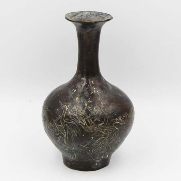 Chinese Quing Dynasty Copper Vase with Cranes | Other | Chinese Copper ...